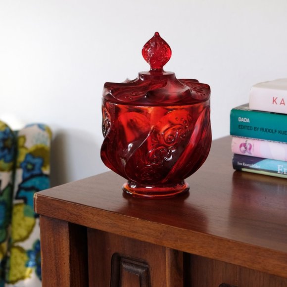 Fenton | Accents | Vintage Fenton Red Candy Dish Jar | Poshmark